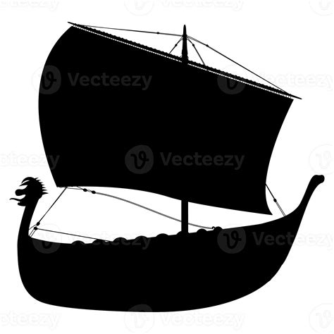 Viking Scandinavian Drakkar Silhouette Norman Ship Sailing PNG