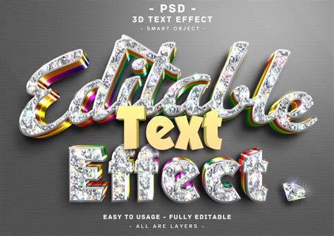 Premium Psd Editable Text Effect 3d Diamond Style