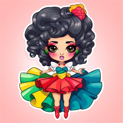 Premium Photo Drag Queen Colorful Chibi Style Doll Extravaganza