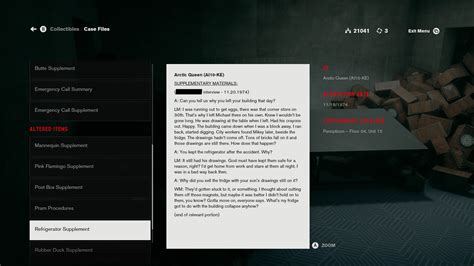 Case Files Control Interface In Game