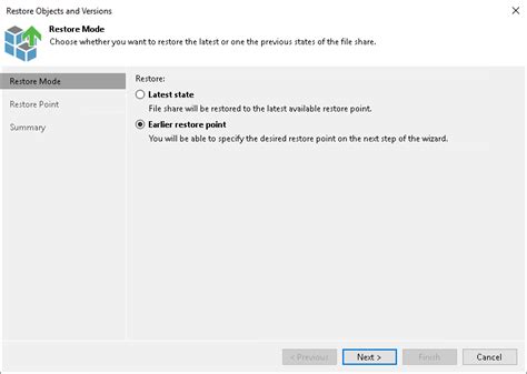 Step 5 Select Restore Mode User Guide For Vmware Vsphere