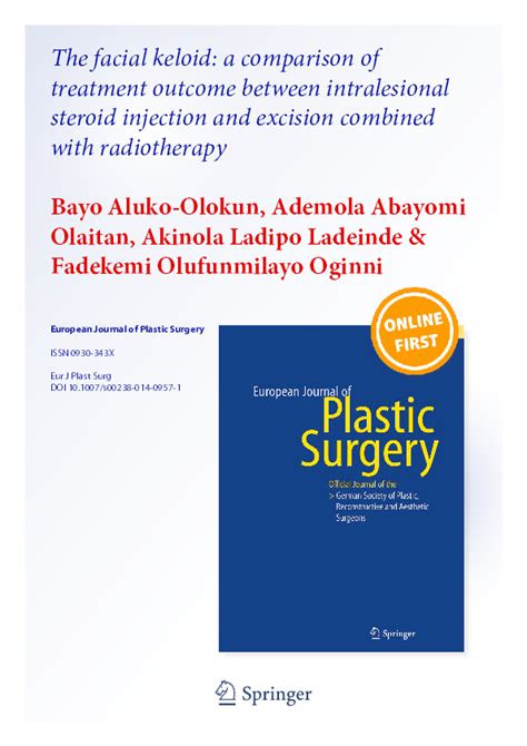 Pdf The Facial Keloid A Comparison Of Treatment Outcome Between