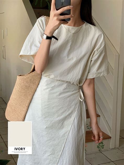 리얼코코 페이즈 바스락 랩 롱원피스 2 Color 여행룩하객룩출근룩오피스룩라운드나일론바스락가을반팔