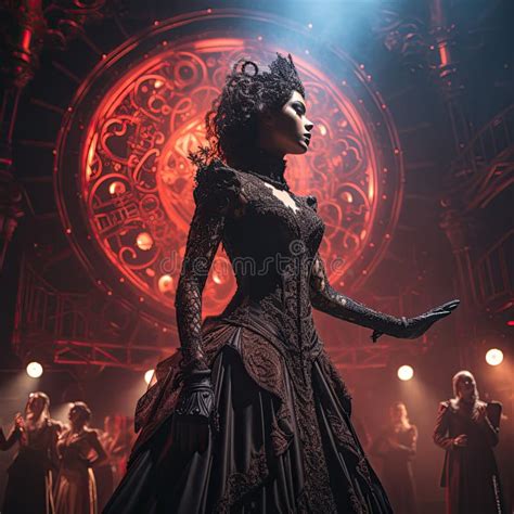 Elphaba The Wicked Witch Of The West Stands In Front Of A Large Clock