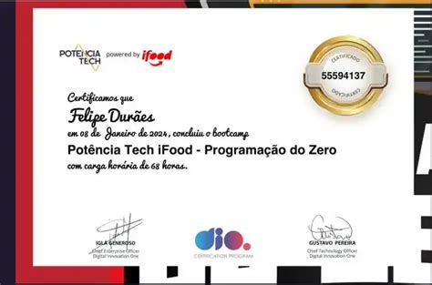 Meu Primeiro Bootcamp Concluído Felipe Durães Dio