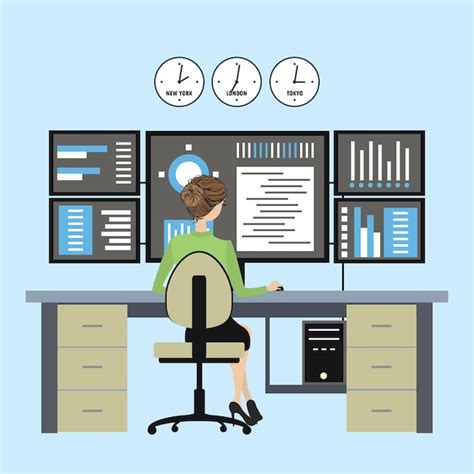 Premium Vector System Administrator Or Financial Trader Works For