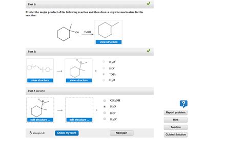 solved part 1 predict the major product of the following