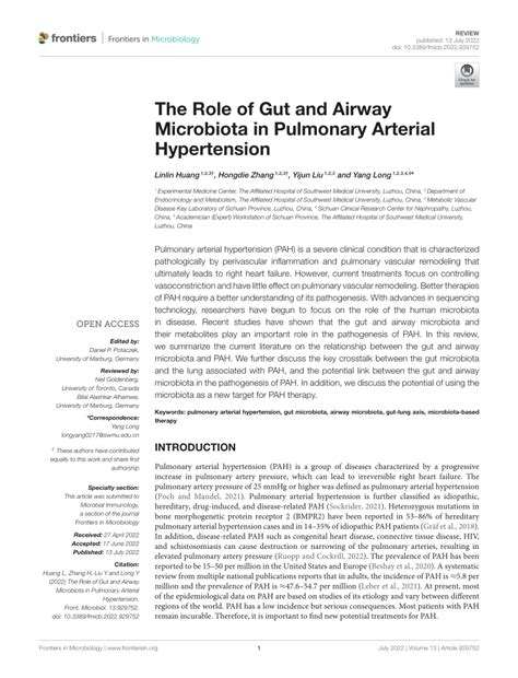 Pdf The Role Of Gut And Airway Microbiota In Pulmonary Arterial