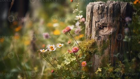 Wildflower Meadow Showcases Beauty In Nature Multi Colored Growth And