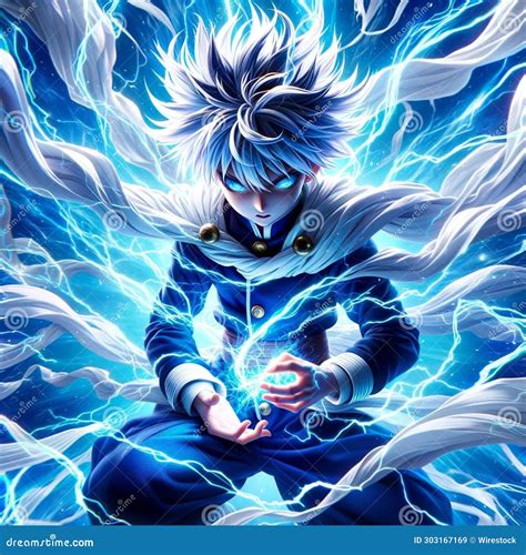 Ai Generated Illustration Of An Anime Character Illuminated By Blue