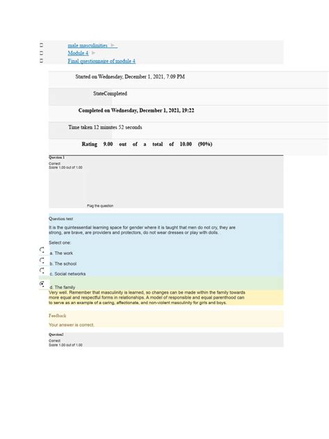 Final Questionnaire Module 4 Gender And Masculinities Pdf Machismo Masculinity