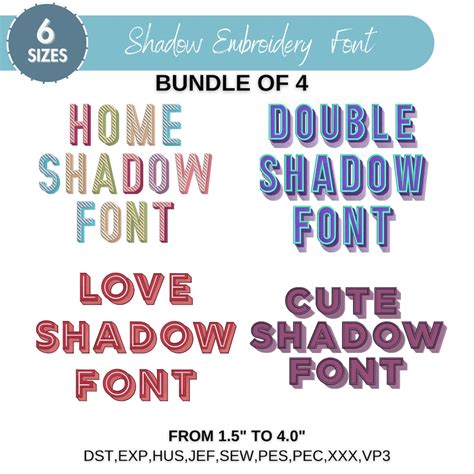 Shadow Font Machine Embroidery Design Block Shadow Font Uppercase Letters 2 Colors Pes Dst