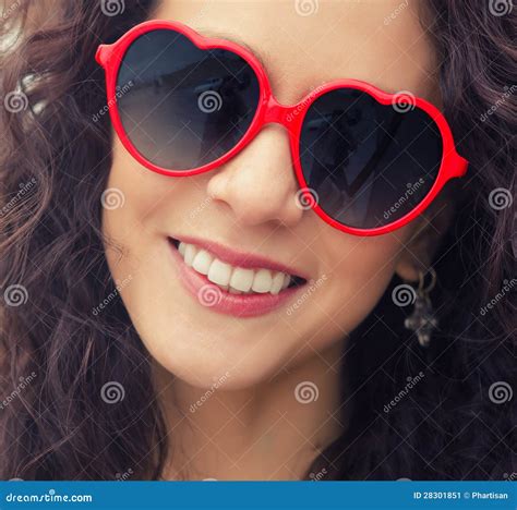 Pretty Smile And Heart Shape Glasses Stock Image Image Of Smile Attractive 28301851
