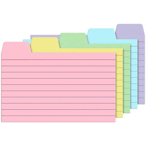 100 Pack Tabbed Index Cards 3x5 Lined Index Card Dividers