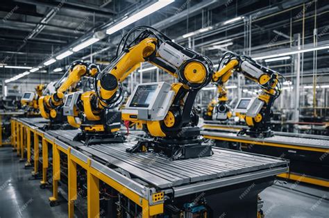 Smart Factory Robots Coordinating Realtime Manufacturing Tasks Premium Ai Generated Image