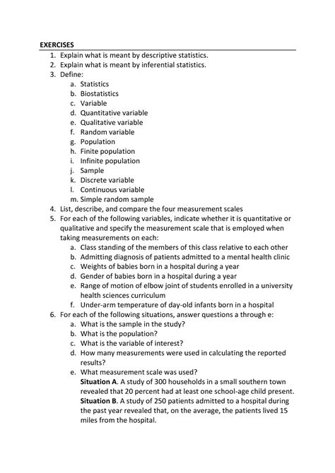 Exercises 1 Biostatistics Quantitative Techniques Studocu