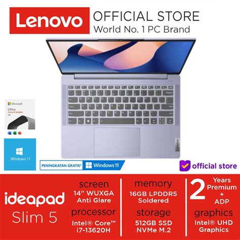 Jual LENOVO IdeaPad Slim 5 14IRL8 66ID Violet 2QID Cloud Grey 2PID Abyss Blue I7 13620H 16GB