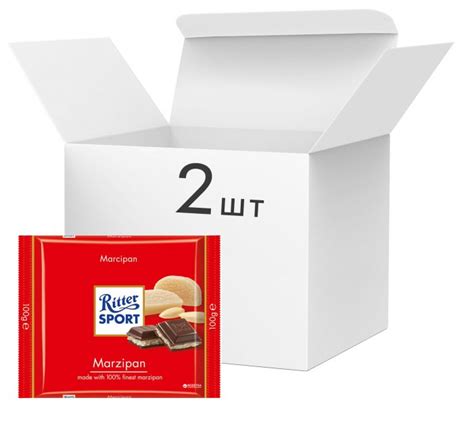 Упаковка темного шоколада Ritter Sport с начинкой марципан 2 шт х 100 г ...