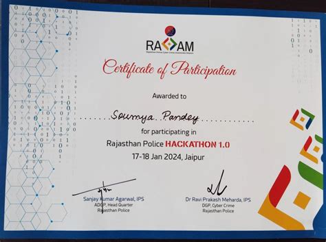 Participated In Rajasthan Police Hackathon 10 Soumya Pandey Posted