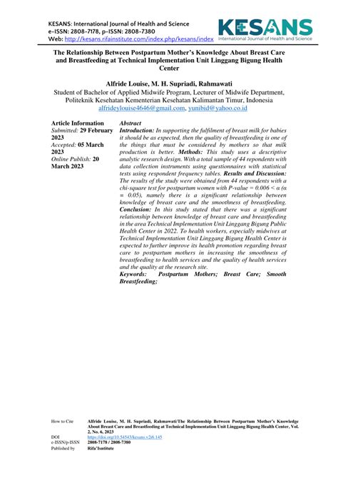 Pdf The Relationship Between Postpartum Mothers Knowledge About