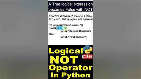 Logical Not Operator In Python Ytshorts Bintuharwani