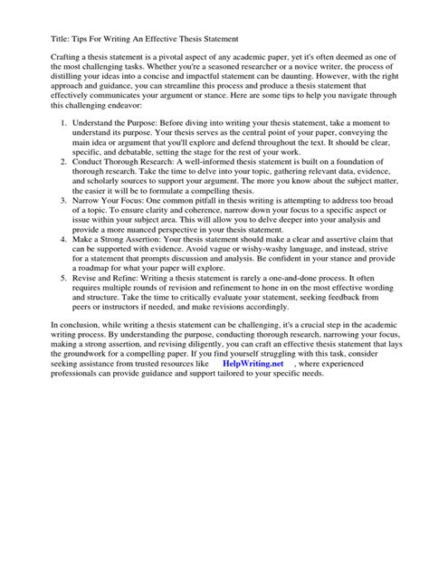 Tips For Writing An Effective Thesis Statement Pdf Essays Thesis