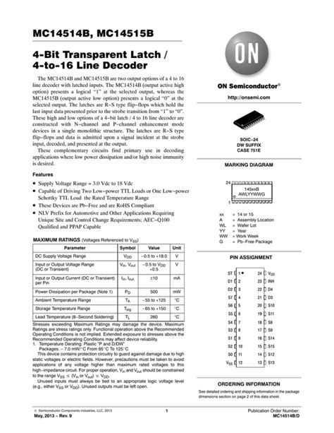 Mc B Mc B Bit Latch Decoder Datasheet