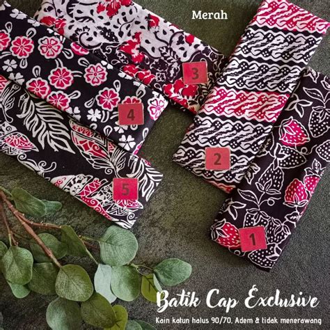 Jual Kain Batik Cap Garutan Merah Hitam Putih Batik Cap Merah Hitam