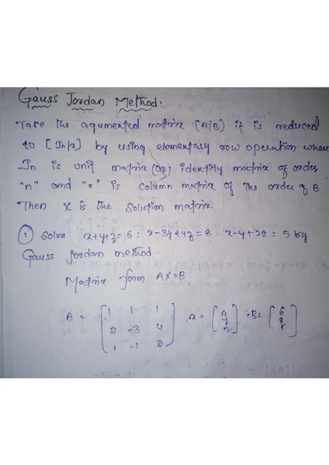 Solution Matrix Gauss Jordan Method And Method Of Triangularisation