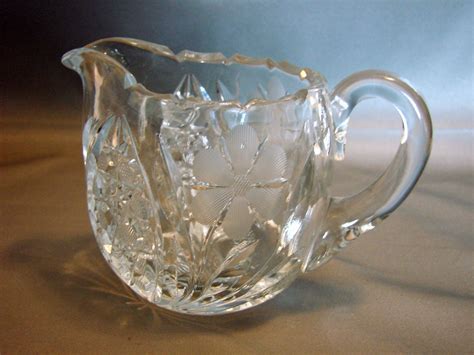 American Brilliant Period Cut Crystal Creamer And Sugar Set Antique