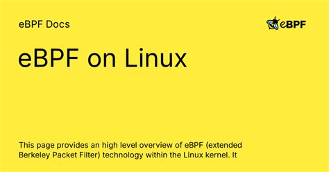 Ebpf On Linux Ebpf Docs