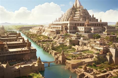 Ciudad Azteca De Tenochtitlan Con Sus Templos Y Canales Ilustración