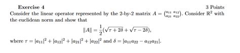 Solved Exercise Points Consider The Linear Operator Chegg