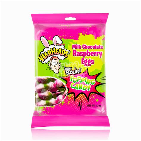 Warheads Milk Chocolate Raspberry Easter Eggs Popping Candy 120g United Sweets