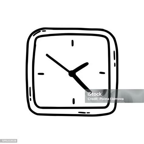 흰색 배경에 사각형 벽 시계 벡터 낙서 일러스트레이션 선형 아이콘입니다 그리기에 대한 스톡 벡터 아트 및 기타 이미지 그리기 낙서 드로잉 단순함 Istock