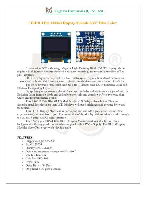 Oled 4pin 128x64 Display Module 0 96 Inch Blue Color At Rs 144 Piece In Mumbai
