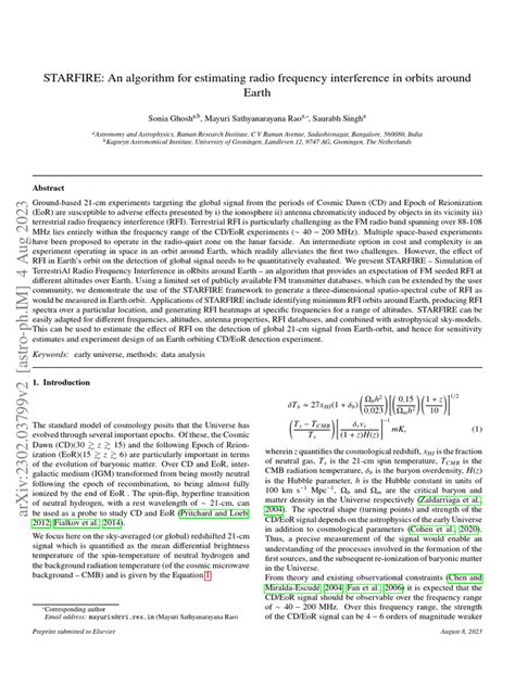 starfire an algorithm for estimating radio frequency interference in