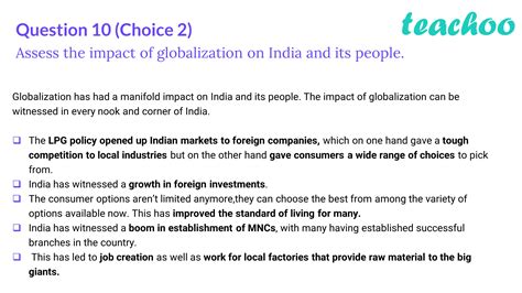 Social Science Term Assess The Impact Of Globalization On India