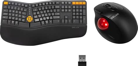 Delux Wireless Ergonomic Keyboard And Trackball Mouse Combo Gm905db Mt1 Electronics