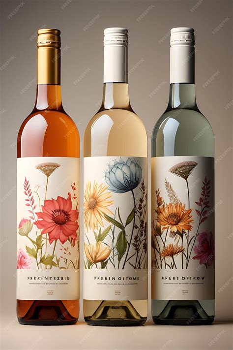 Premium Photo Colorful Floral Wine Label Packaging With A Pastel
