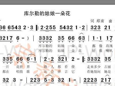 库尔勒的姑娘一朵花 夏米力 歌谱 简谱