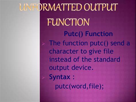 Managing Input And Output Operation In C Ppt