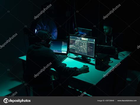 Wanted Hackers Coding Virus Ransomware Using Laptops Computers Basement