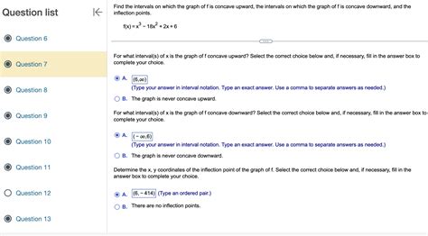 Solved Question List Find The Intervals On Which The Graph
