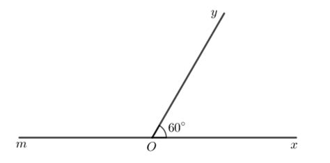 Vẽ góc xOy có số đo bằng o Vẽ tia Om là tia đối của tia Ox a Gọi tên hai góc kề bù có trong