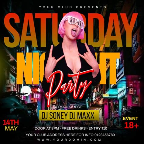 Saturday Night Party Flyer Template Postermywall