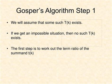Ppt Gospers Algorithm Powerpoint Presentation Free Download Id