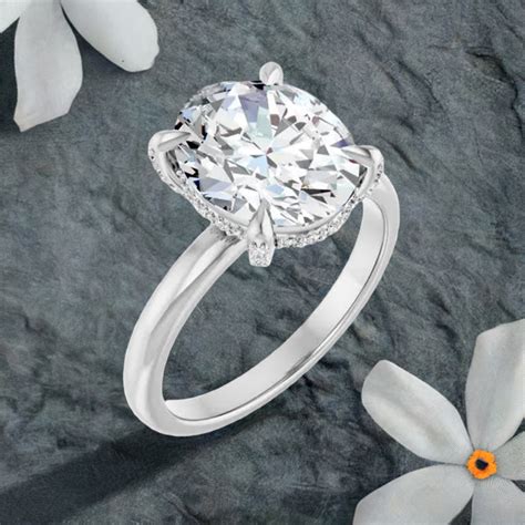 Royale Lab Diamond Engagement Ring Hidden Halo 325 Carat Oval Solitaire