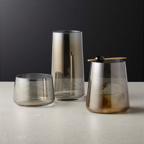 Neat Smoked Double Old Fashioned Glass Set Of 6 Reviews Cb2 Canada