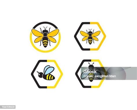 Bal Bee Logo Şablon Vektör Simge Illüstrasyon Stok Vektör Sanatı